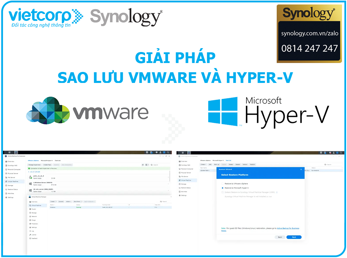 Giải pháp sao lưu VMware và Hyper-V - Vietcorp ICT